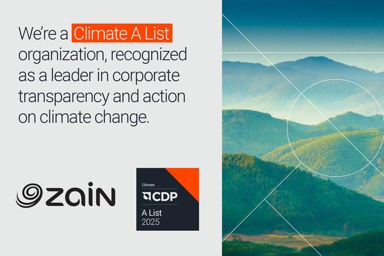 Zain upgraded to top ‘A’ score in CDP Climate Change 2025, region’s only telecom operator at ...