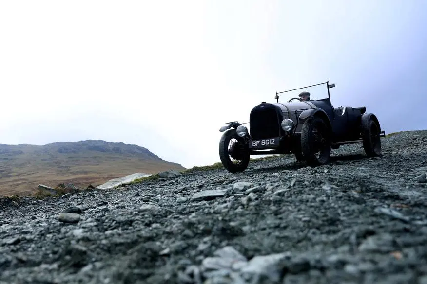 Vintage cars attack British hill climb