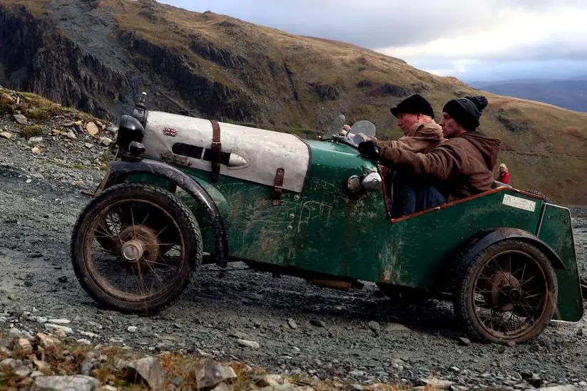 Vintage cars attack British hill climb