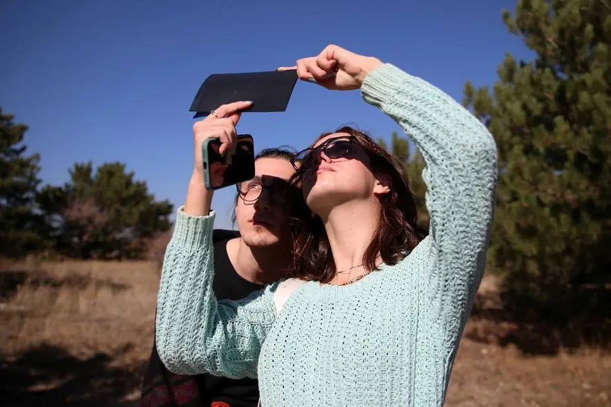 Partial solar eclipse graces the skies