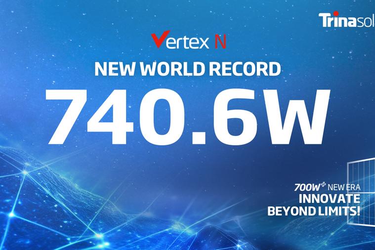 Trina Solar's n-Type i-Topcon module sets 26th world record with 740.6W power output
