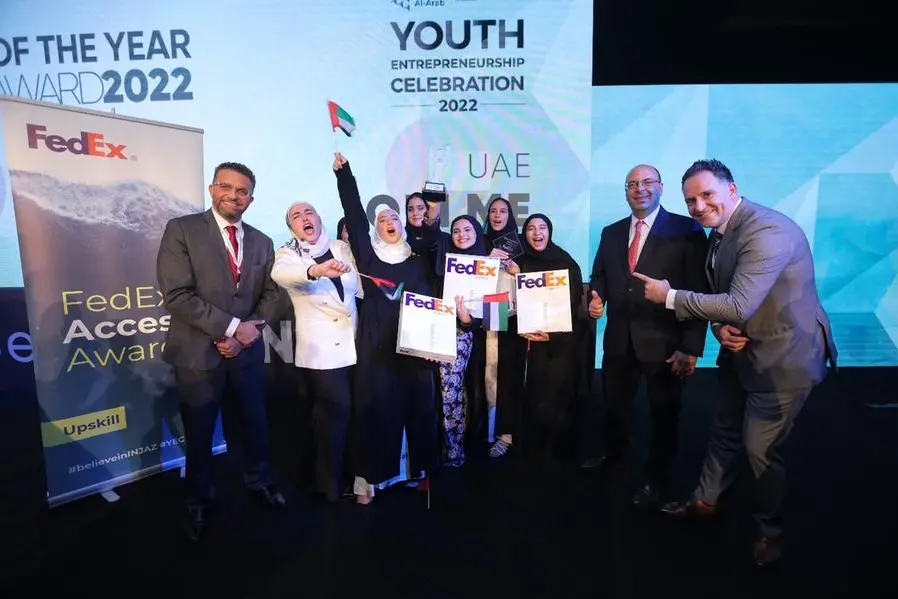 UAE’s “JoinMe” celebrate the FedEx Global Possibilities Award along ...