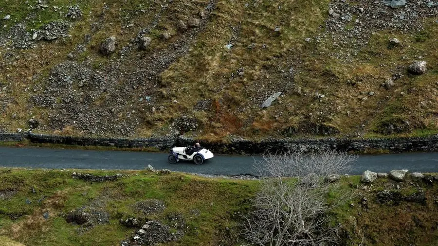 Vintage cars attack British hill climb