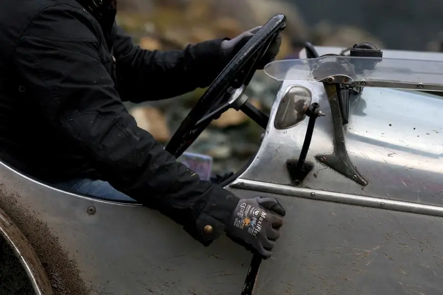 Vintage cars attack British hill climb