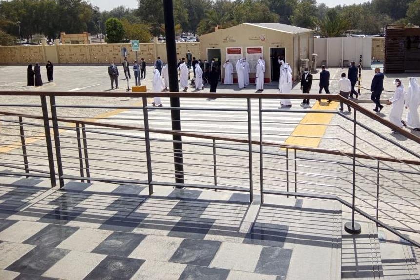 An evacuation drill carried out in the main building of the ADJD