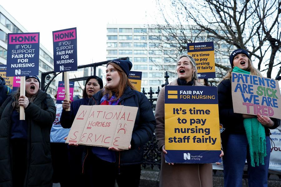 British workers stage largest strike in history of health service