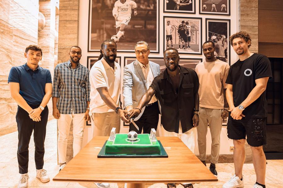 The opening ceremony of a professional football pitch