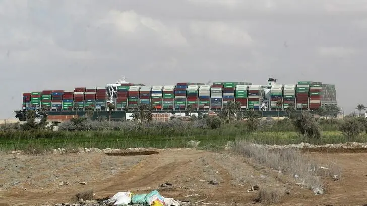 Stranded container ship blocks Suez Canal